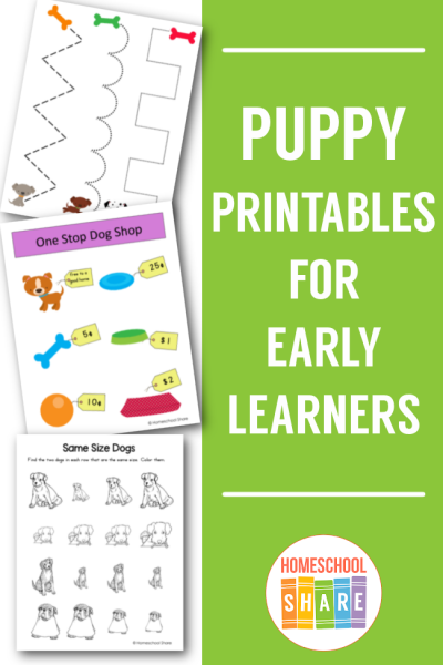 Free Puppy Printables for Preschool & Kindergarten - Homeschool Share