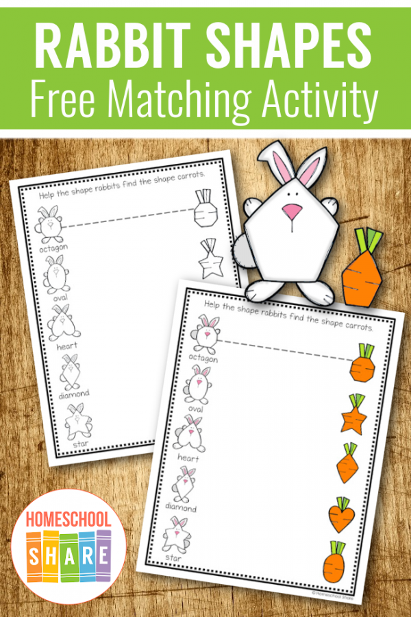 Rabbit Matching Shapes Worksheets - Homeschool Share