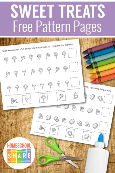 Sweet Treat Preschool Pattern Worksheets - Homeschool Share