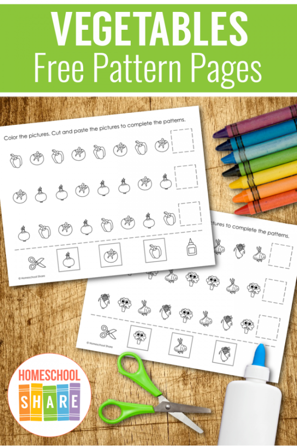 Vegetable Preschool Pattern Worksheets - Homeschool Share