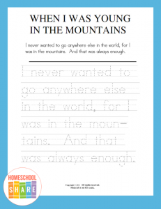 When I Was Young in the Mountains Activities and Free Printables ...