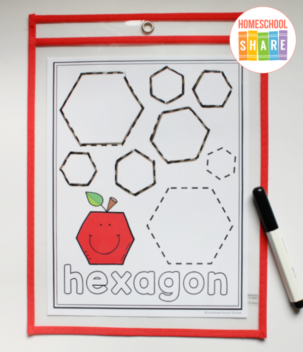 Free Apple Shapes Tracing Worksheets - Homeschool Share