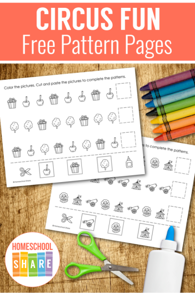 Circus Pattern Worksheets for Preschoolers - Homeschool Share