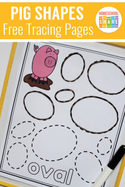 Free Pig Shapes Tracing Worksheets - Homeschool Share