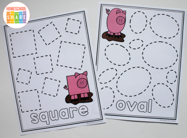 Free Pig Shapes Tracing Worksheets - Homeschool Share