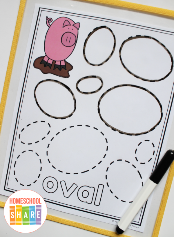 Free Pig Shapes Tracing Worksheets - Homeschool Share