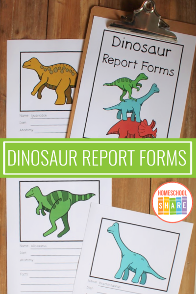 Dinosaur Report Forms - Homeschool Share