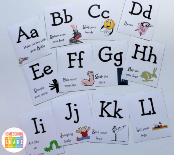 ABC Exercise Cards - Homeschool Share