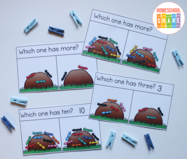 Busy Ants Counting Clip Cards - Homeschool Share