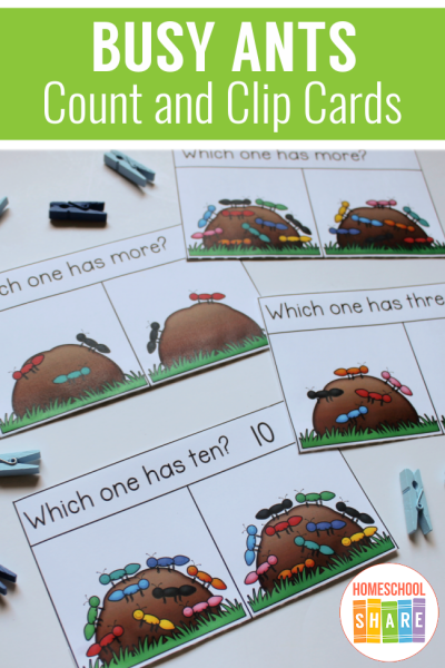 Busy Ants Counting Clip Cards - Homeschool Share