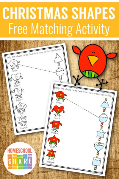 Christmas Matching Shapes Worksheets - Homeschool Share