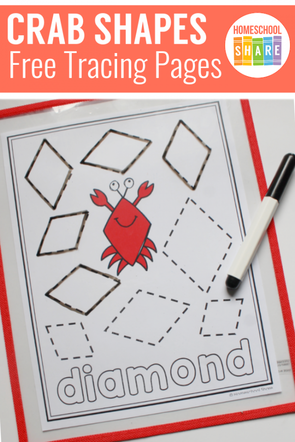 Free Crab Shapes Tracing Worksheets - Homeschool Share