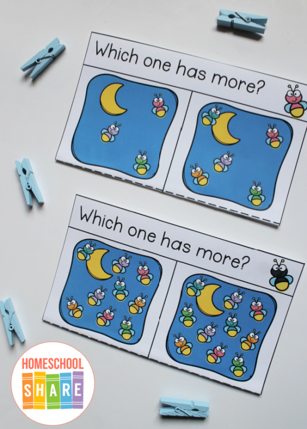 Fireflies Counting Clip Cards - Homeschool Share