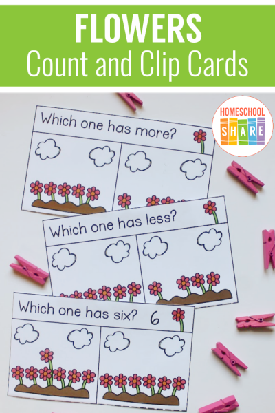 Free Flowers Counting Clip Cards - Homeschool Share