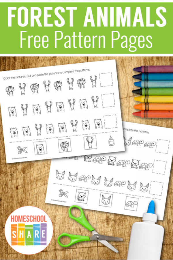 Forest Animal Preschool Pattern Worksheets - Homeschool Share