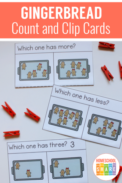 Gingerbread Count and Clip Cards - Homeschool Share