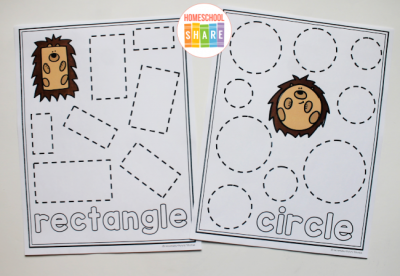 Free Hedgehog Shapes Tracing Worksheets - Homeschool Share