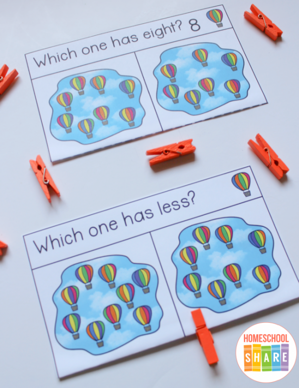 Hot Air Balloon Count and Clip Cards - Homeschool Share