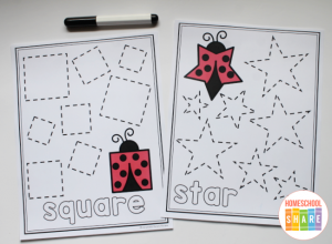 Free Ladybug Shapes Tracing Worksheets - Homeschool Share