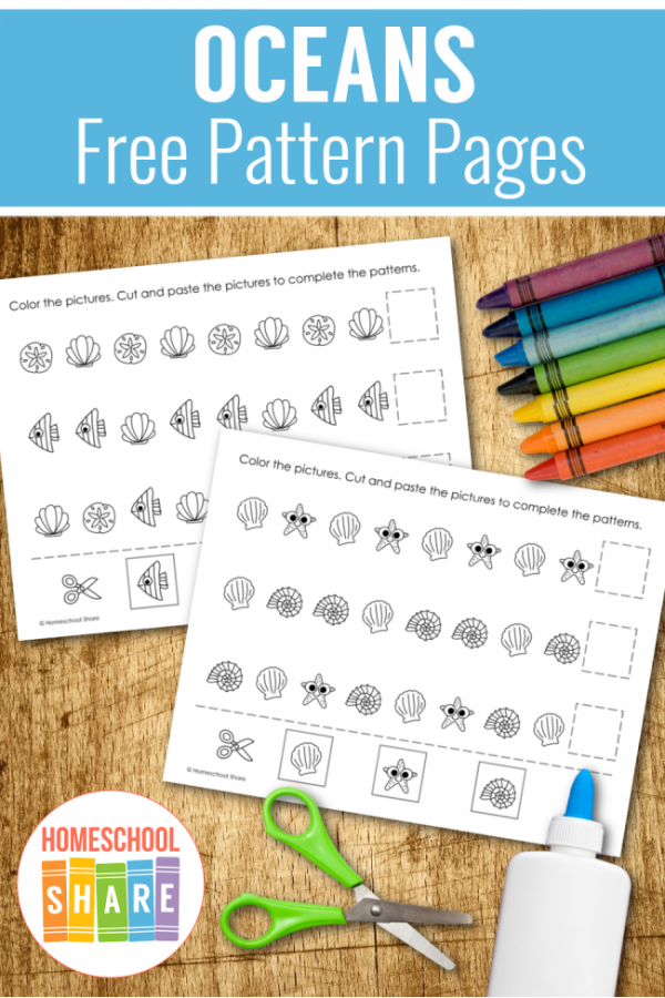 Ocean Preschool Pattern Worksheets - Homeschool Share