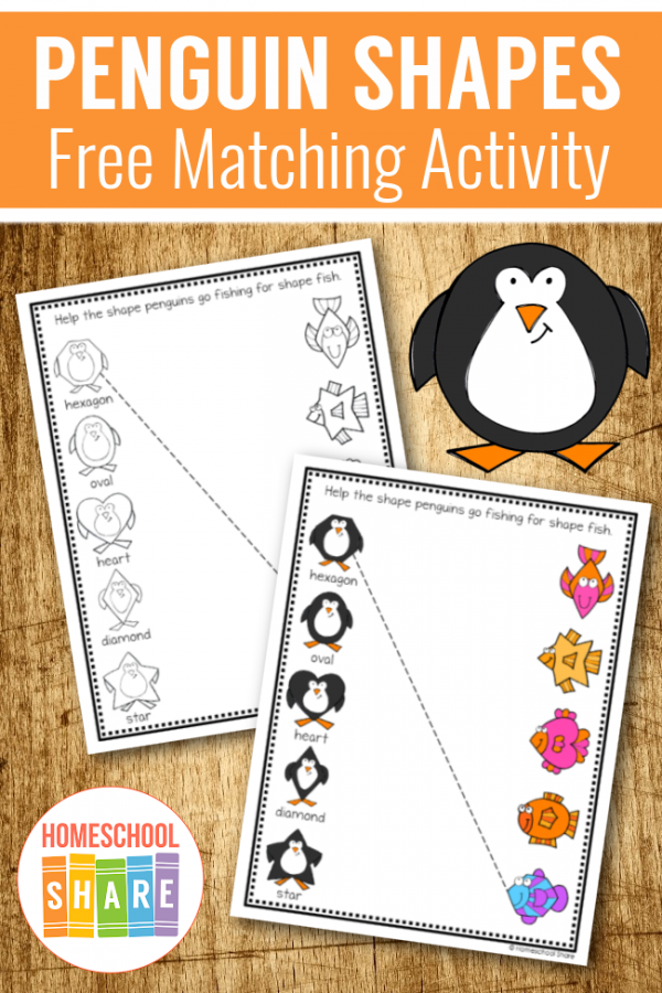 Penguin Matching Shapes Worksheets - Homeschool Share