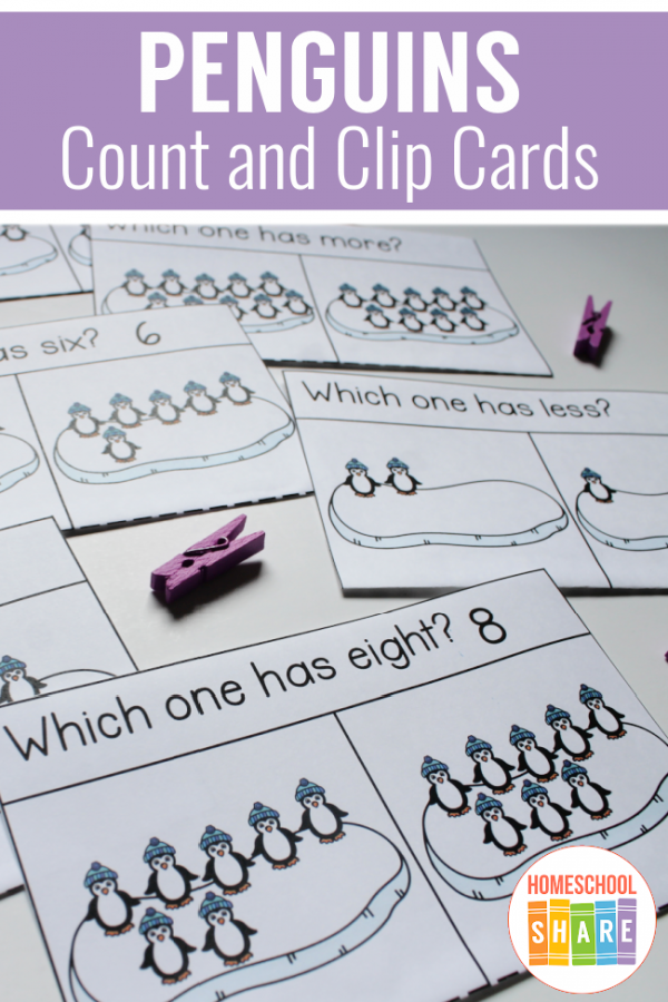 Penguins Count and Clip Cards - Homeschool Share