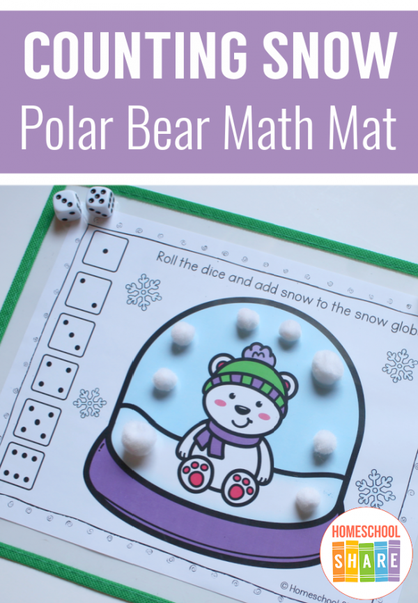 Free Polar Bear Math Mat for Preschool - Homeschool Share