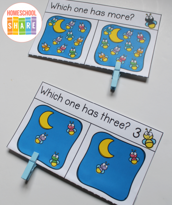 Fireflies Counting Clip Cards - Homeschool Share