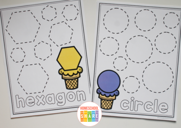 Free Ice Cream Shapes Tracing Worksheets - Homeschool Share