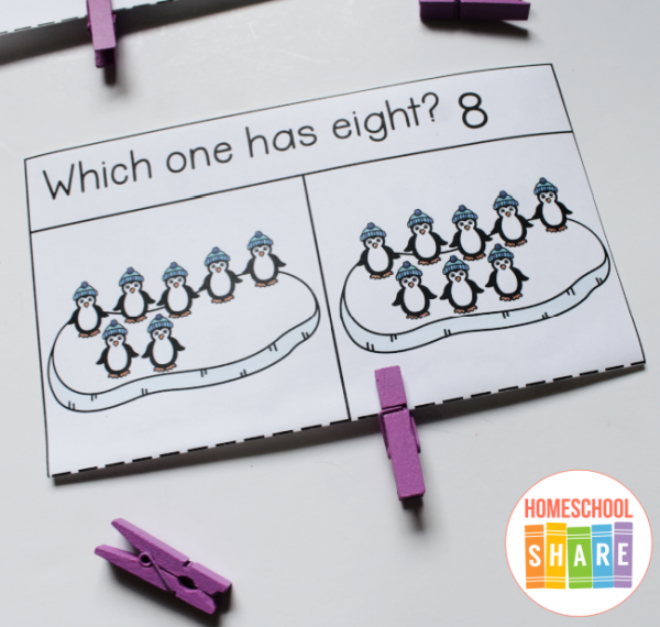 Penguins Count and Clip Cards - Homeschool Share
