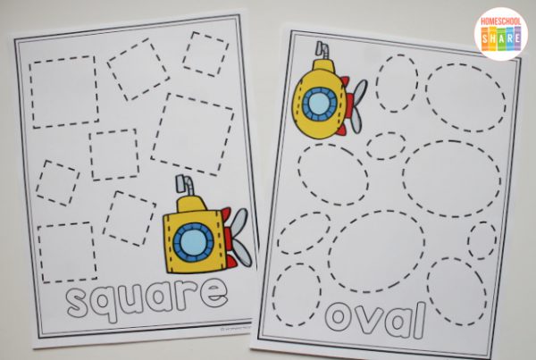 Free Submarine Shapes Tracing Worksheets - Homeschool Share