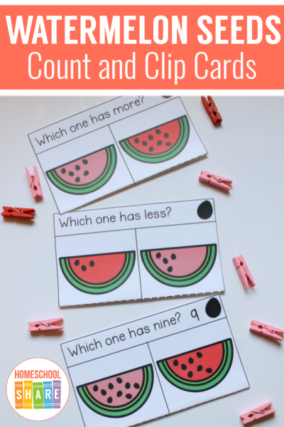 Free Watermelon Counting Clip Cards - Homeschool Share