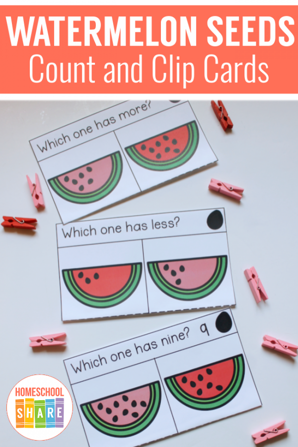 Free Watermelon Counting Clip Cards - Homeschool Share