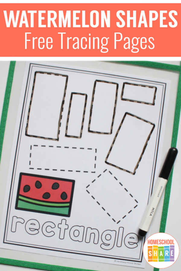 Free Watermelon Shapes Tracing Worksheets - Homeschool Share