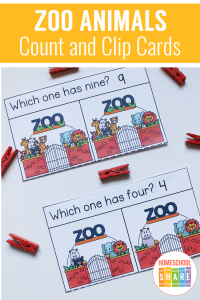 Zoo Animals Count and Clip Cards - Homeschool Share