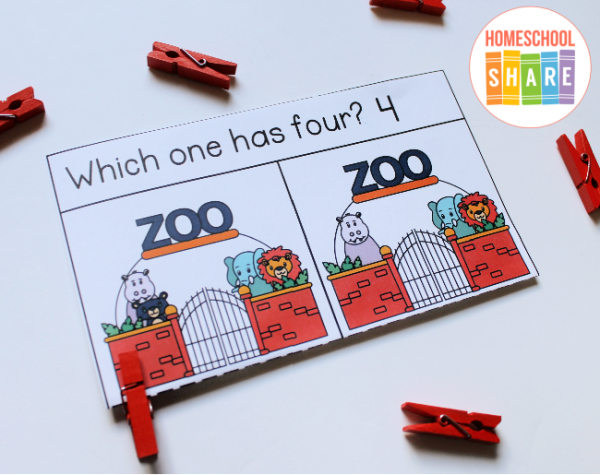 Zoo Animals Count and Clip Cards - Homeschool Share