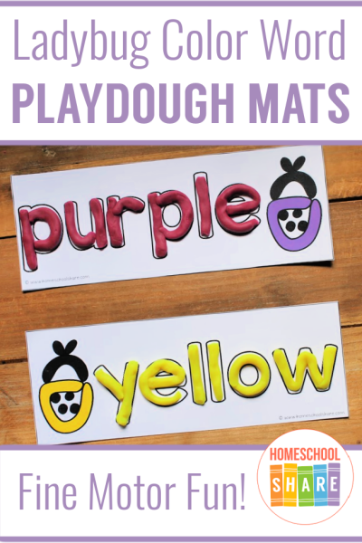 Ladybug Color Word Playdough Mats - Homeschool Share