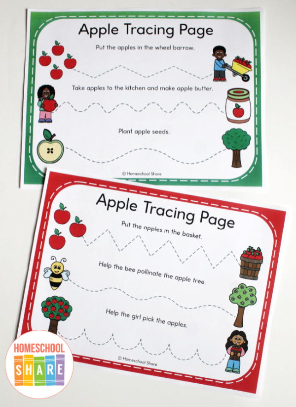 Apples Tracing Pages - Homeschool Share