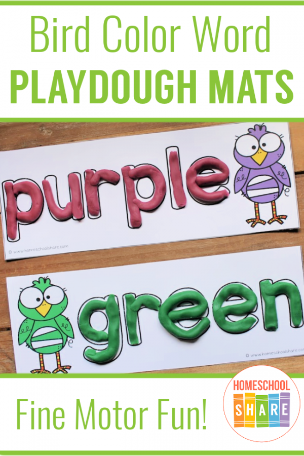 Bird Color Word Playdough Mats - Homeschool Share