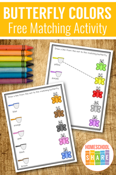 Butterfly Color Matching Activity Pages - Homeschool Share