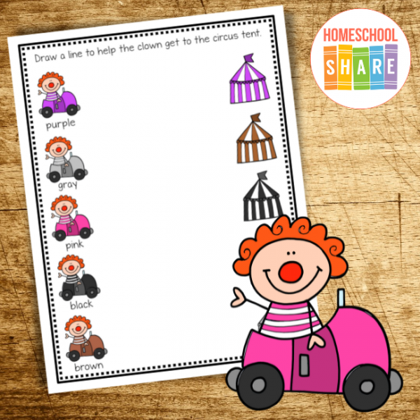 Circus Color Matching Activity Pages - Homeschool Share