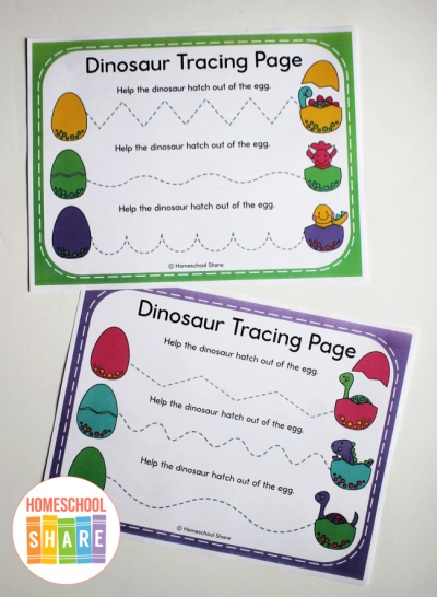 Dinosaur Tracing Worksheets - Homeschool Share