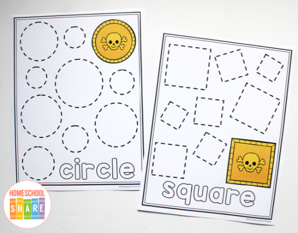 Free Pirate Shapes Tracing Worksheets - Homeschool Share