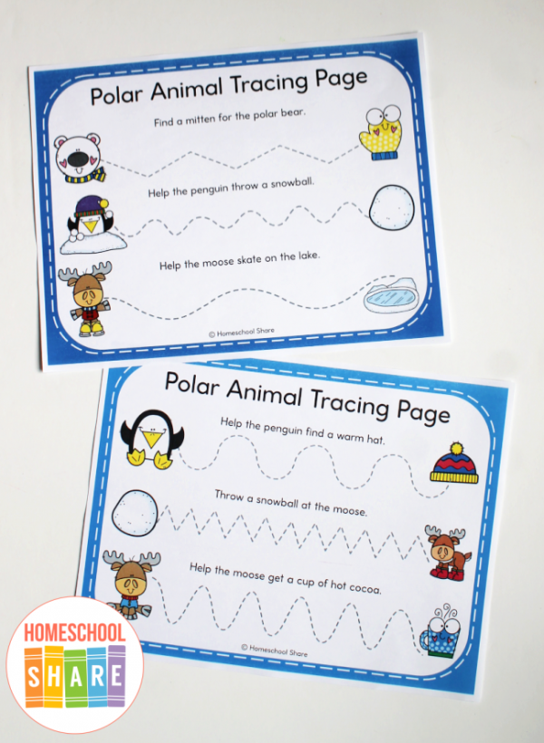 Polar Animals Tracing Pages - Homeschool Share