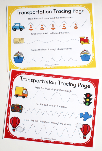Free Transportation Tracing Lines Worksheets - Homeschool Share