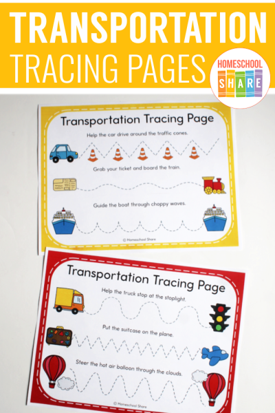 Free Transportation Tracing Lines Worksheets - Homeschool Share