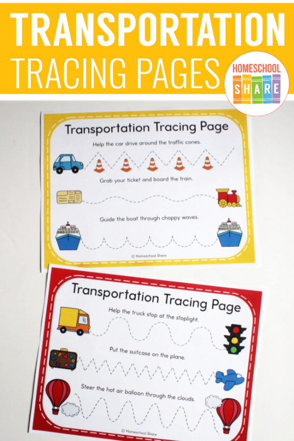 Free Transportation Tracing Lines Worksheets - Homeschool Share