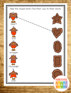 Bird Themed Matching Shapes Worksheets - Homeschool Share