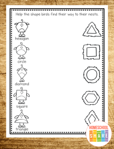 Bird Themed Matching Shapes Worksheets - Homeschool Share