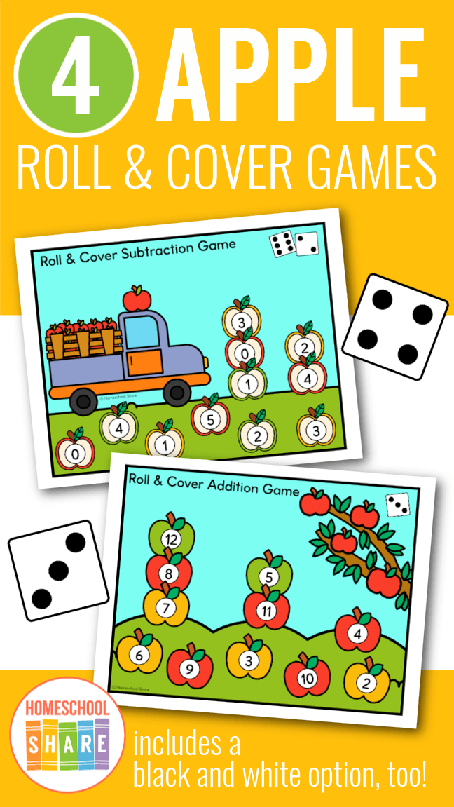 Apples Roll and Cover Math Game - Homeschool Share